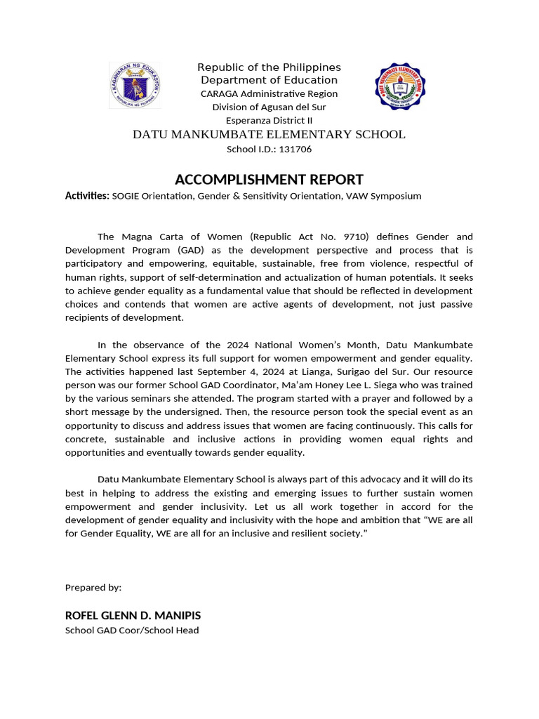 Dmes Gad Narrative Report | PDF