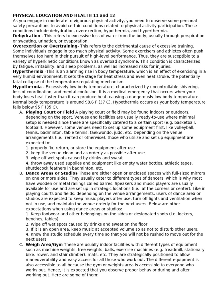 Reviewer Peh 11 and 12 2nd Quarter | PDF | Hypothermia | Hyperthermia