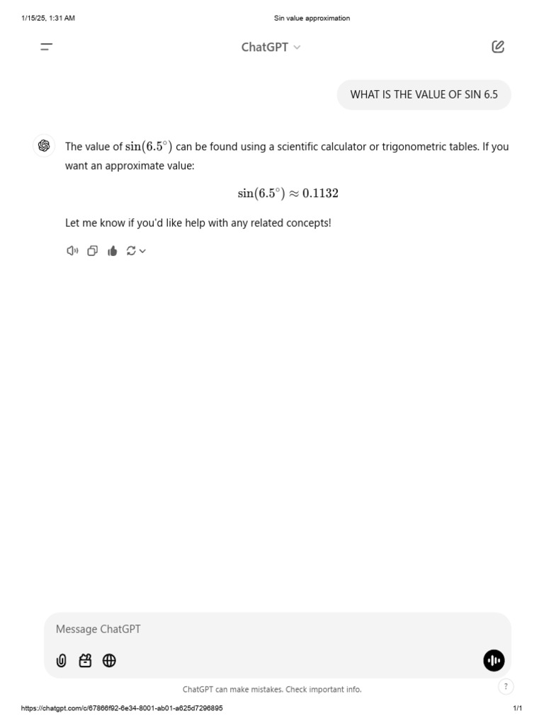 Sin Value Approximation | PDF