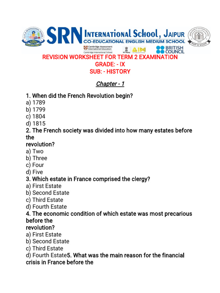 HISTORY REVISION WORKSHEET FOR TERM 2 EXAMINATION | PDF | Nazi Germany ...