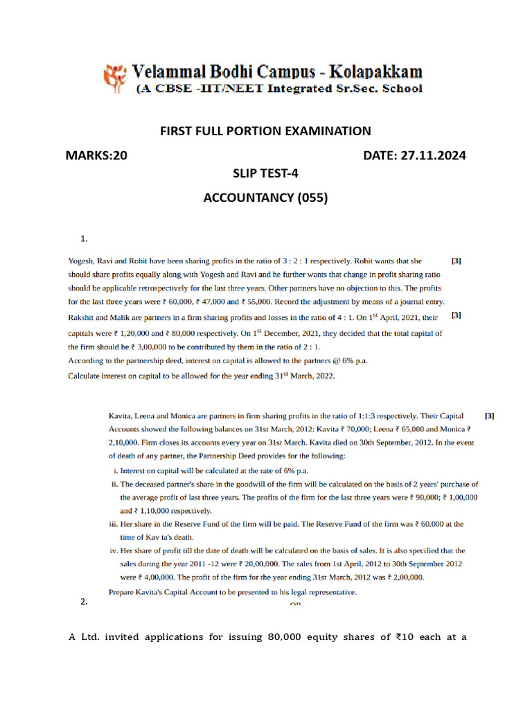 First Full Portion Examination Slip Test 4 | PDF