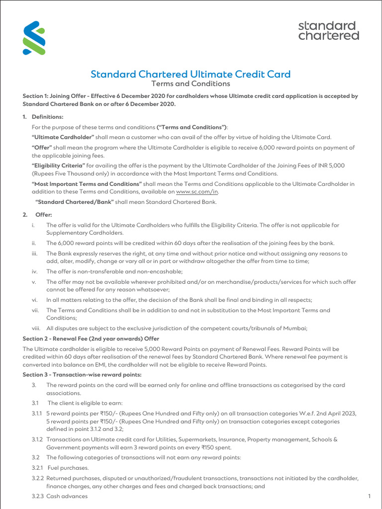 In Ultimate Credit Card TNC | PDF | Credit Card | Visa Inc.