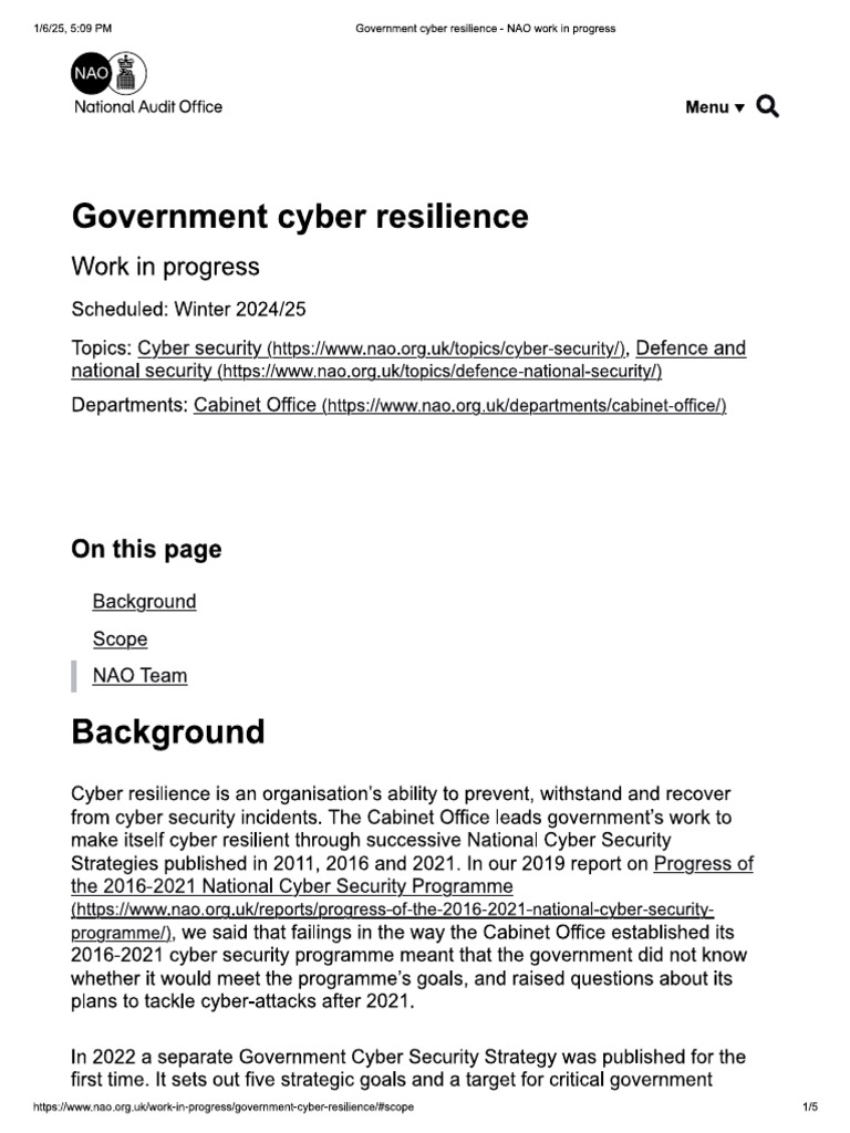 Government Cyber Resilience | PDF