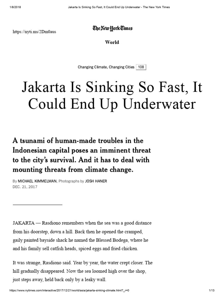 Jakarta Is Sinking So Fast, It Could End Up Underwater - The New York ...