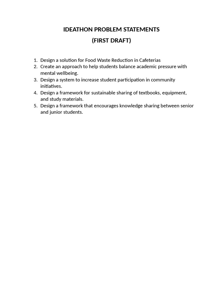 Ideathon Problem Statements | PDF