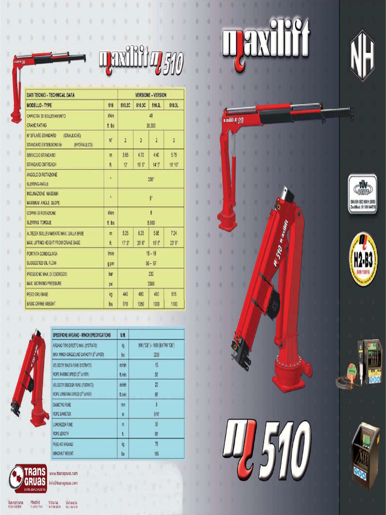 Ficha técnica Maxilift ML510 | PDF