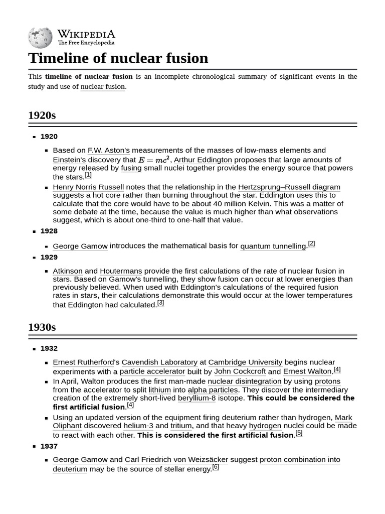 Timeline of Nuclear Fusion | PDF | Fusion Power | Tokamak