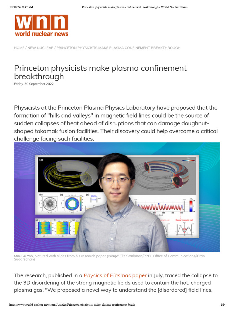 Princeton Physicists Make Plasma Confinement Breakthrough - World ...