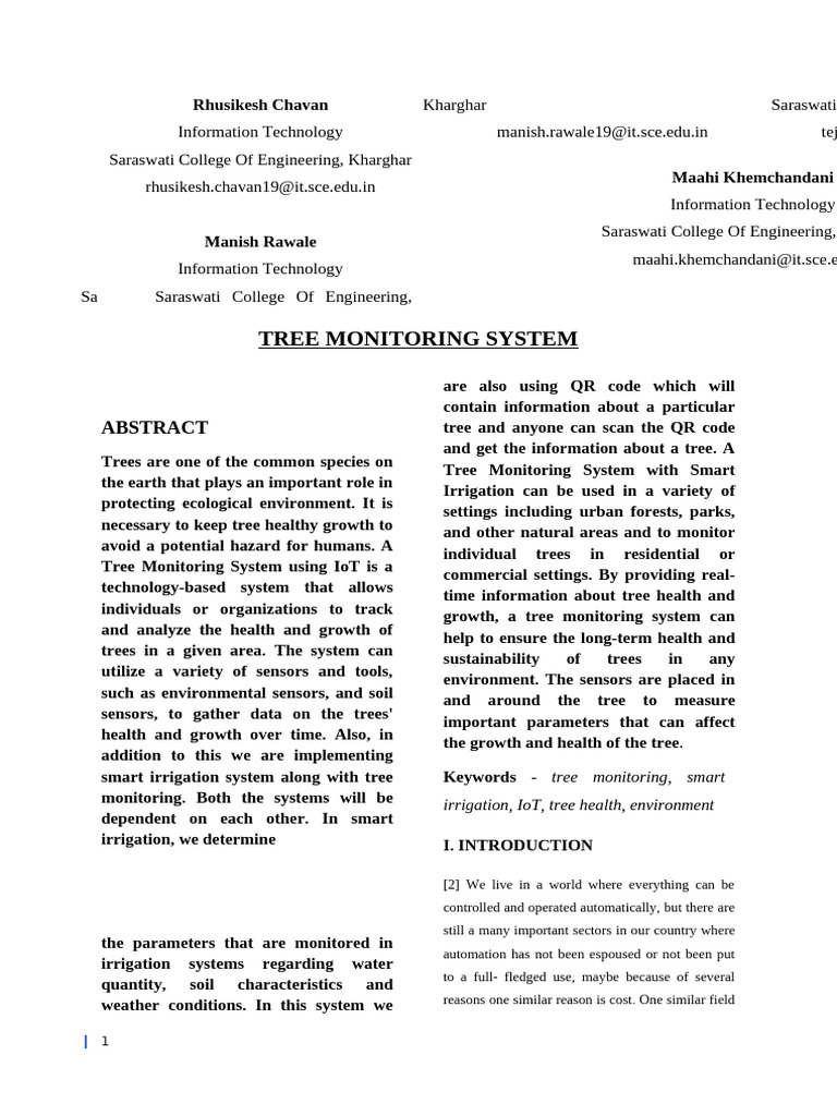 GRP 04 - Tree Monitoring System | PDF | Internet Of Things | Sensor