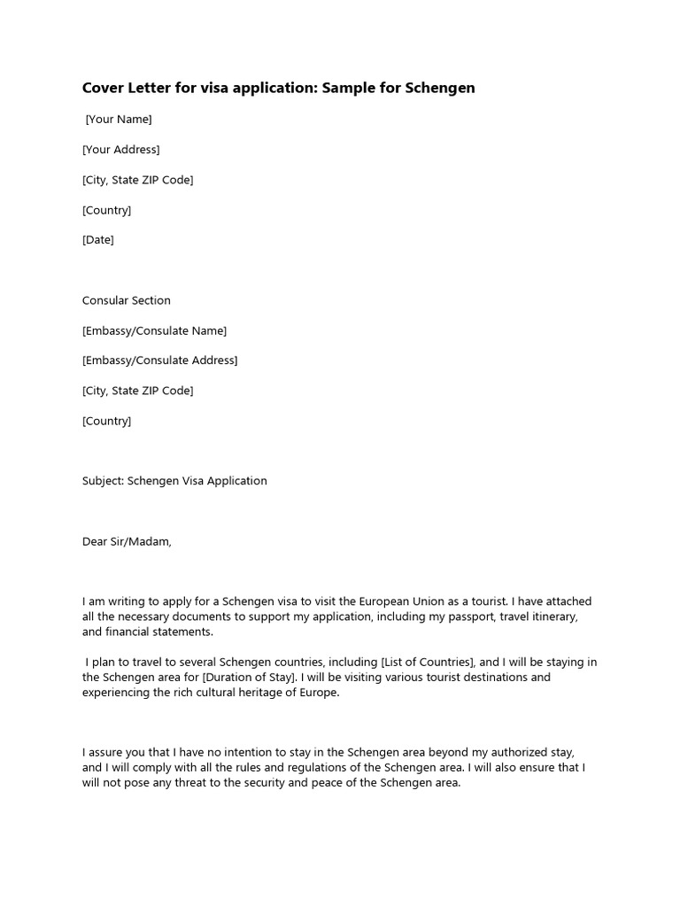 Covering Letter For Schengan | PDF
