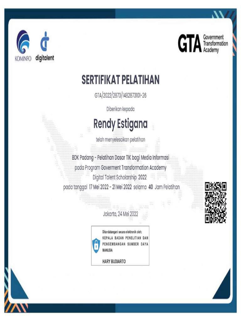 File Pelatihan Tik BDK Kominfo Rendy Estigana 2022 - Compressed | PDF