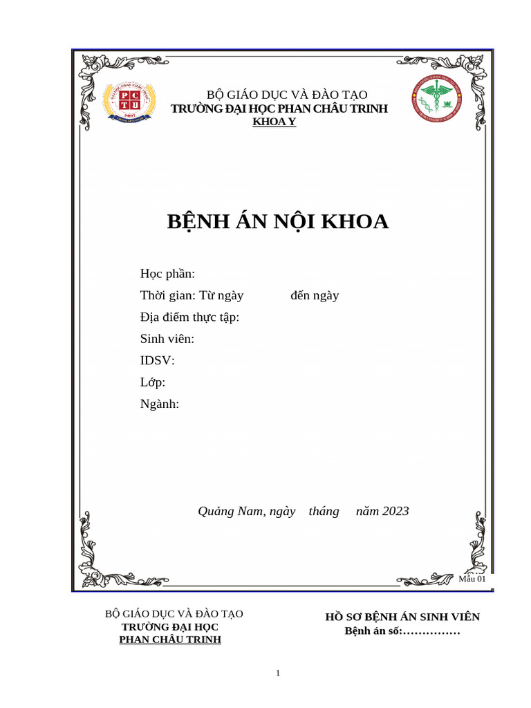 4.2. Mẫu bệnh án Nội khoa - HC | PDF