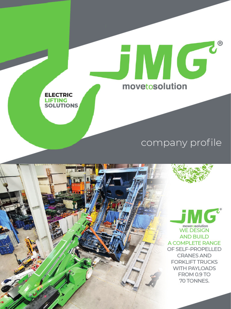 Jmg Cranes Company Profile En | PDF | Crane (Machine) | Forklift