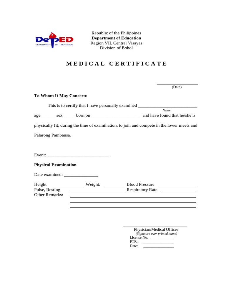 Medical Certificate | PDF