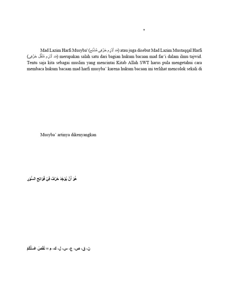 Mad Lazim Harfi Musyba | PDF