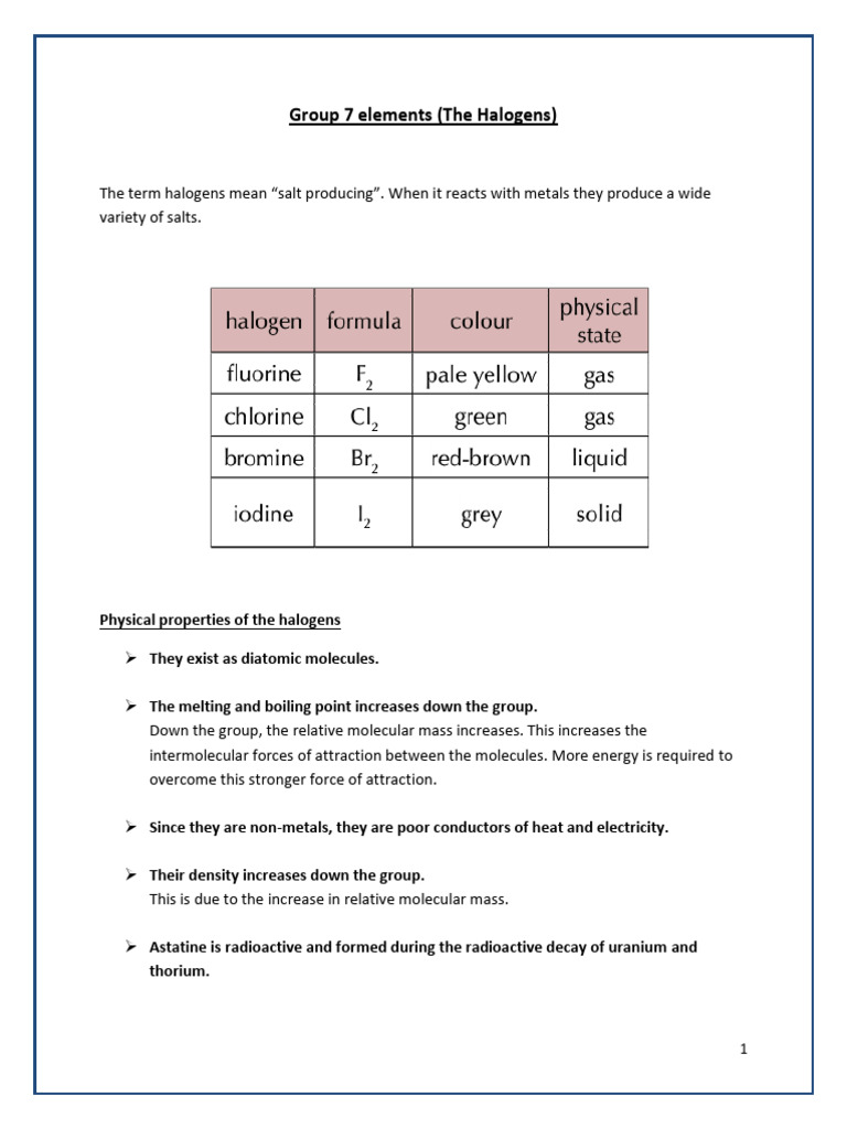 Group 7 Elements | PDF