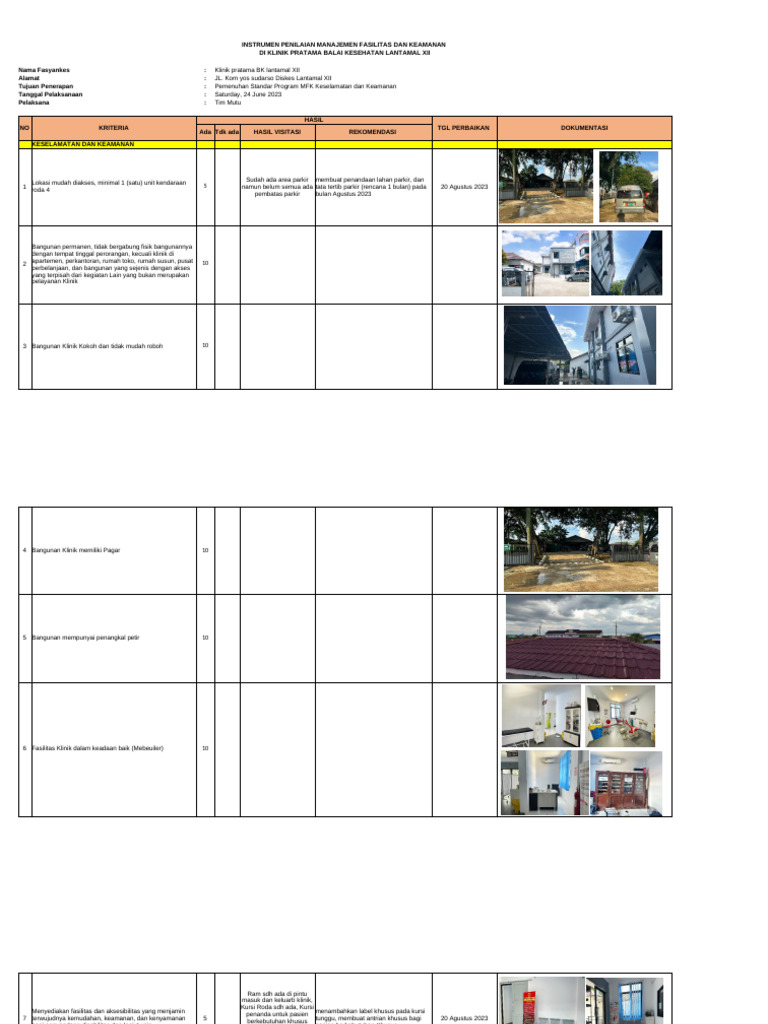 INSTRUMEN PENILAIAN PROGRAM MFK | PDF