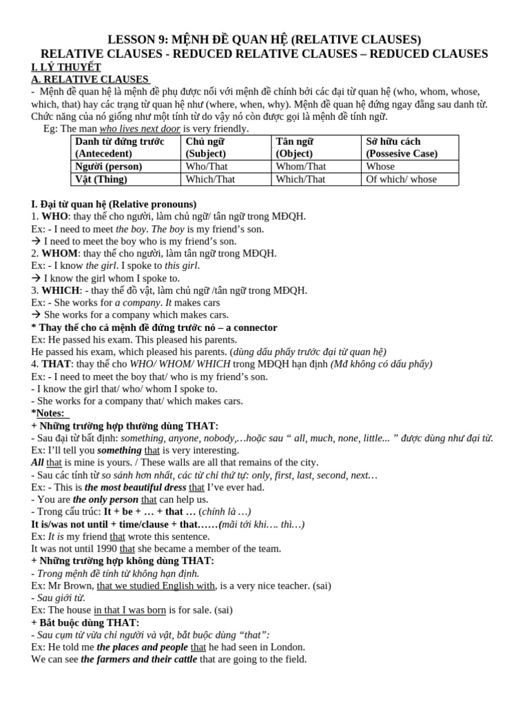 Lesson 9 - Relative Clauses | PDF