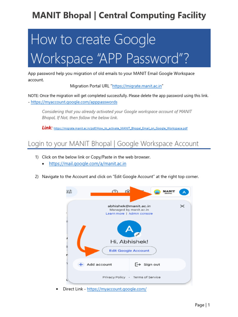 How To Migrate Old Emails of MANIT Bhopal Email On Google Workspace | PDF