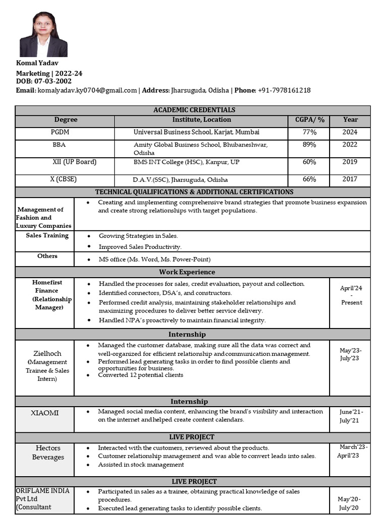 Komal Resume | PDF | Business | Economies