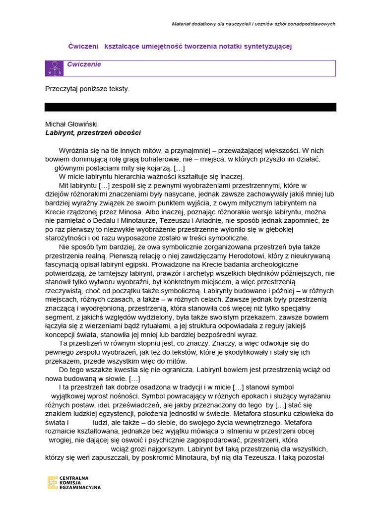 Materiały Dodatkowe - Notatka Syntetyzująca. Karta Pracy 3apdf | PDF