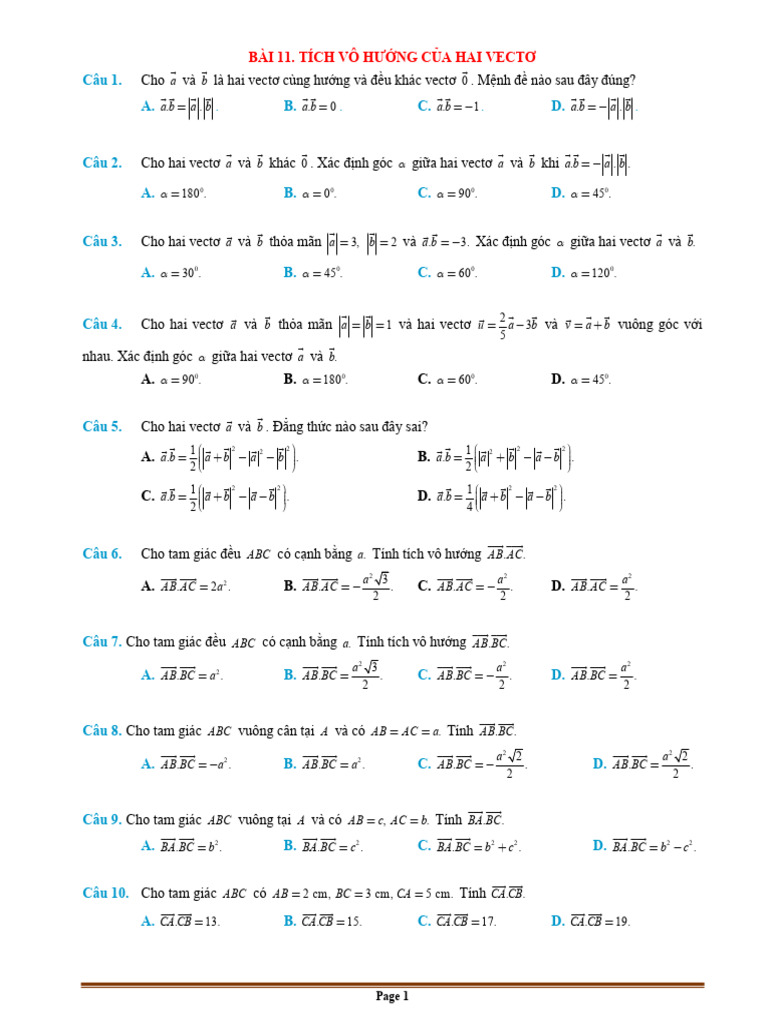 Tich Vo Huong Cua Hai Vecto - HS | PDF