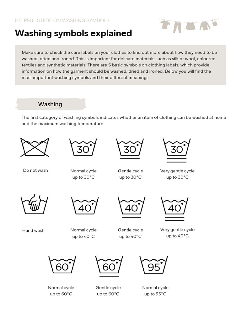 Washing Symbols Overview | PDF | Clothes Dryer | Laundry