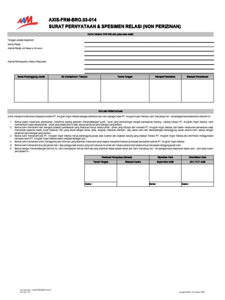 AXIS - FRM - BRO - 03 - 014 - Surat - Pernyataan - Spesimen - Relasi ...