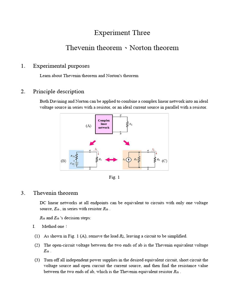 Lab3 ManualThevenin Norton Theorems EN | PDF | Electrical Network | Electronics