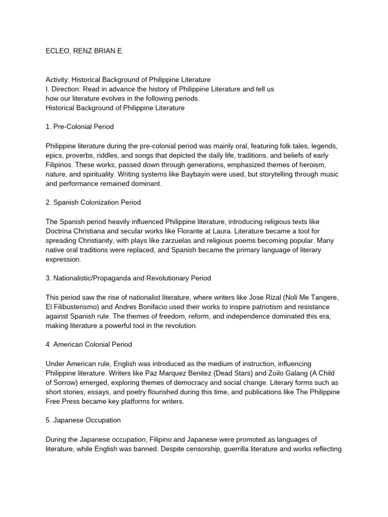 Activity 04 - Ecleo, Renz Brian e | PDF | Philippines | Writing