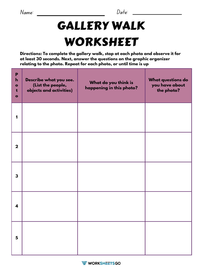 Gallery Walk Worksheets | PDF