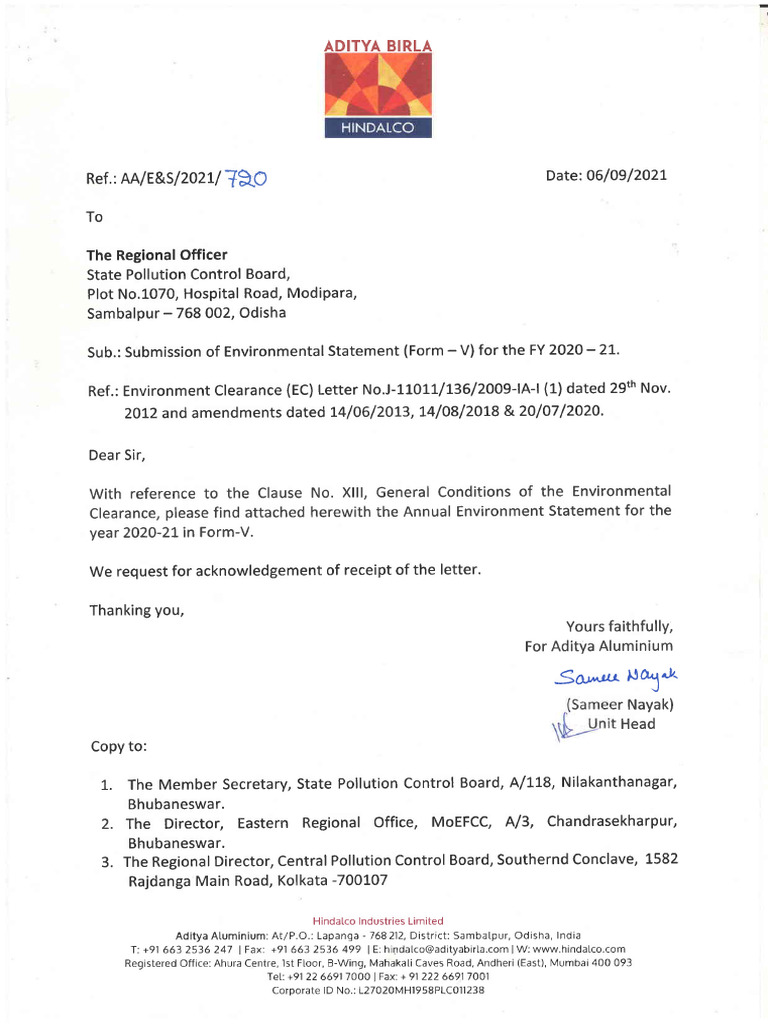 Aditya Aluminium Environmental Statement 2020-21 | PDF | Waste | Waste ...