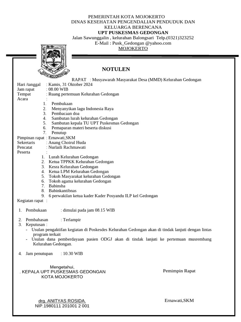 NOTULEN MMD KEL GEDONGAN | PDF