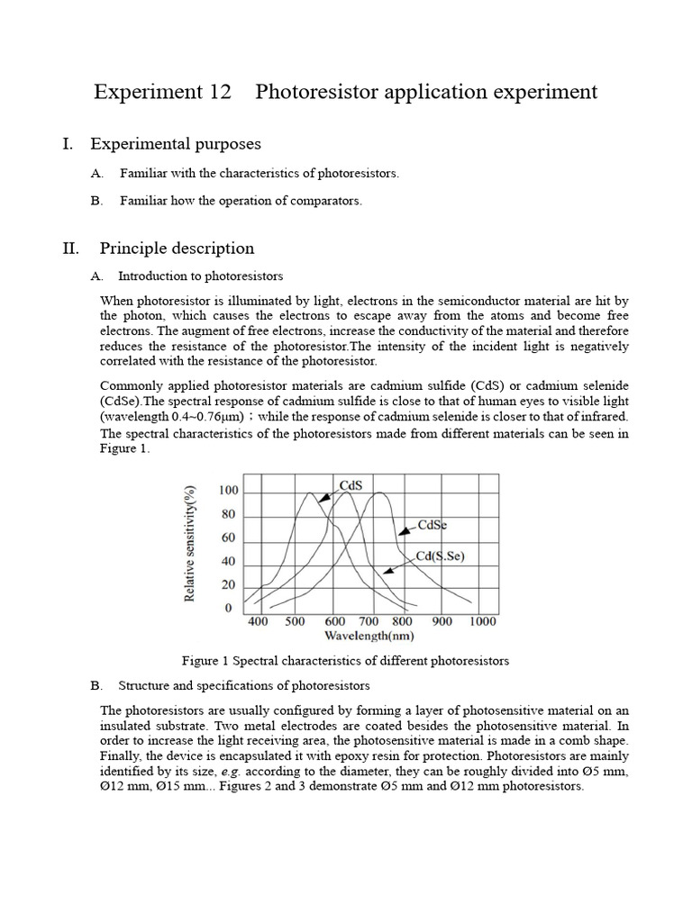 Lab12-ManualPhotoresistor Application experiment-EN | PDF | Electron | Light