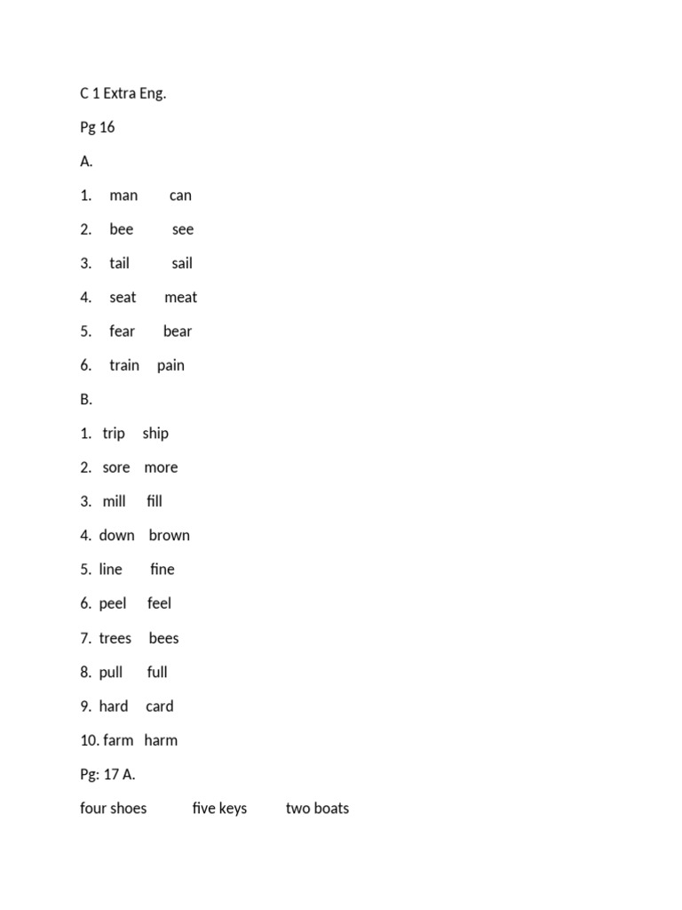 C 1 Ex Eng Pg 16 and 17 | PDF