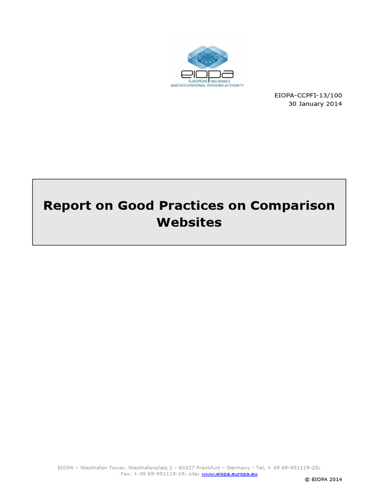Report On Good Practices On Comparison Websites | PDF | Insurance ...