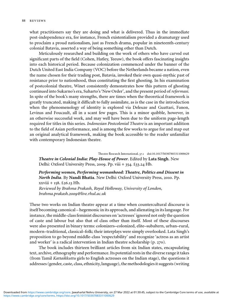 Theatre in Colonial India Play House of | PDF | Caste