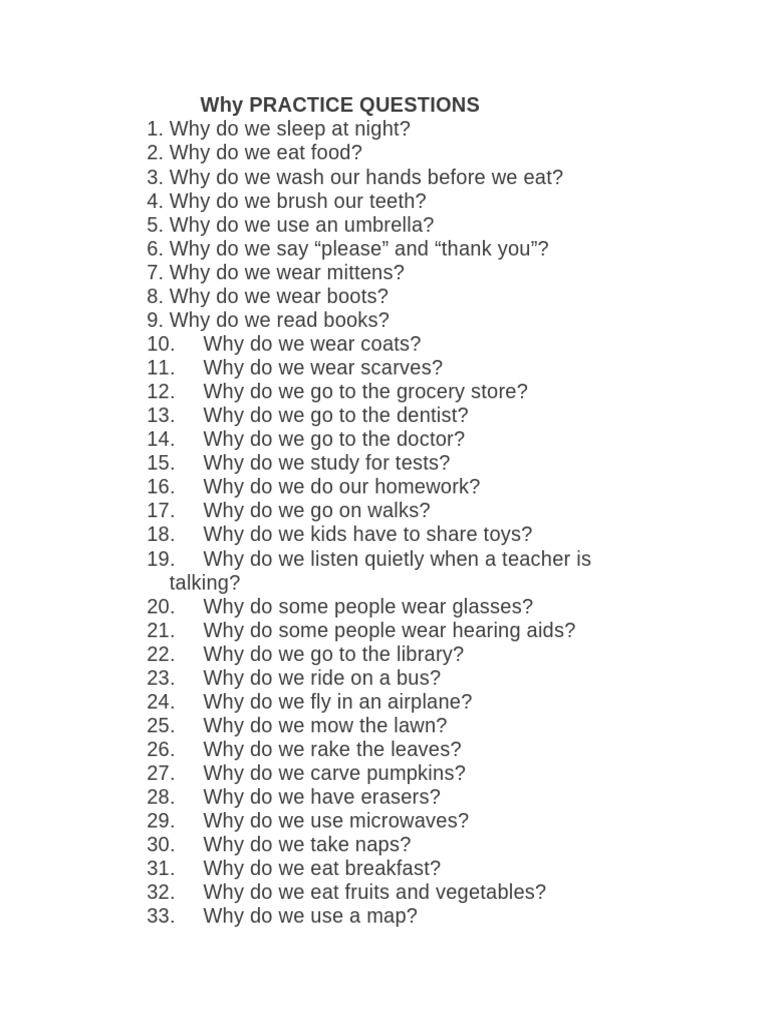 Why PRACTICE QUESTIONS | PDF