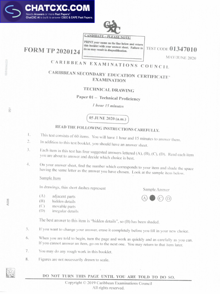 CSEC TD - P1 2020 - Qu | PDF