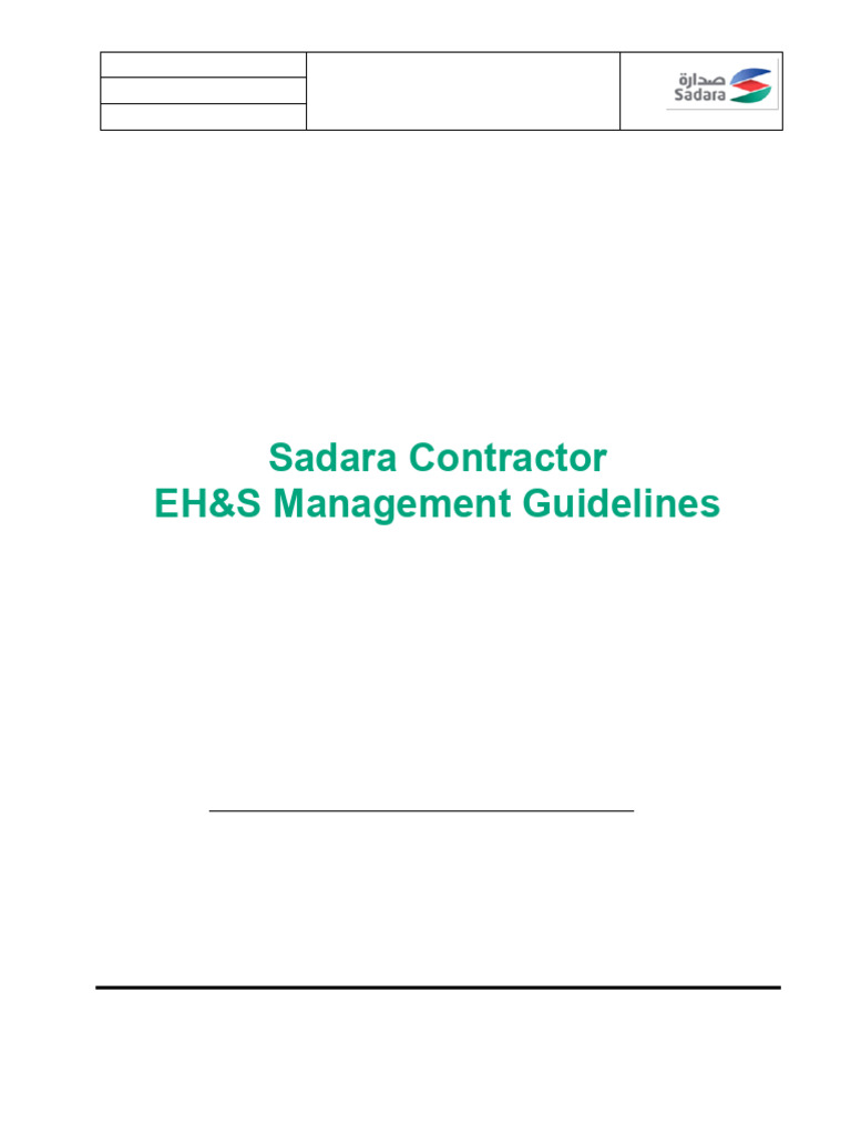 Sadara Contractor EH&S Guidelines Rev. 2 | PDF | Occupational Safety And Health | Safety