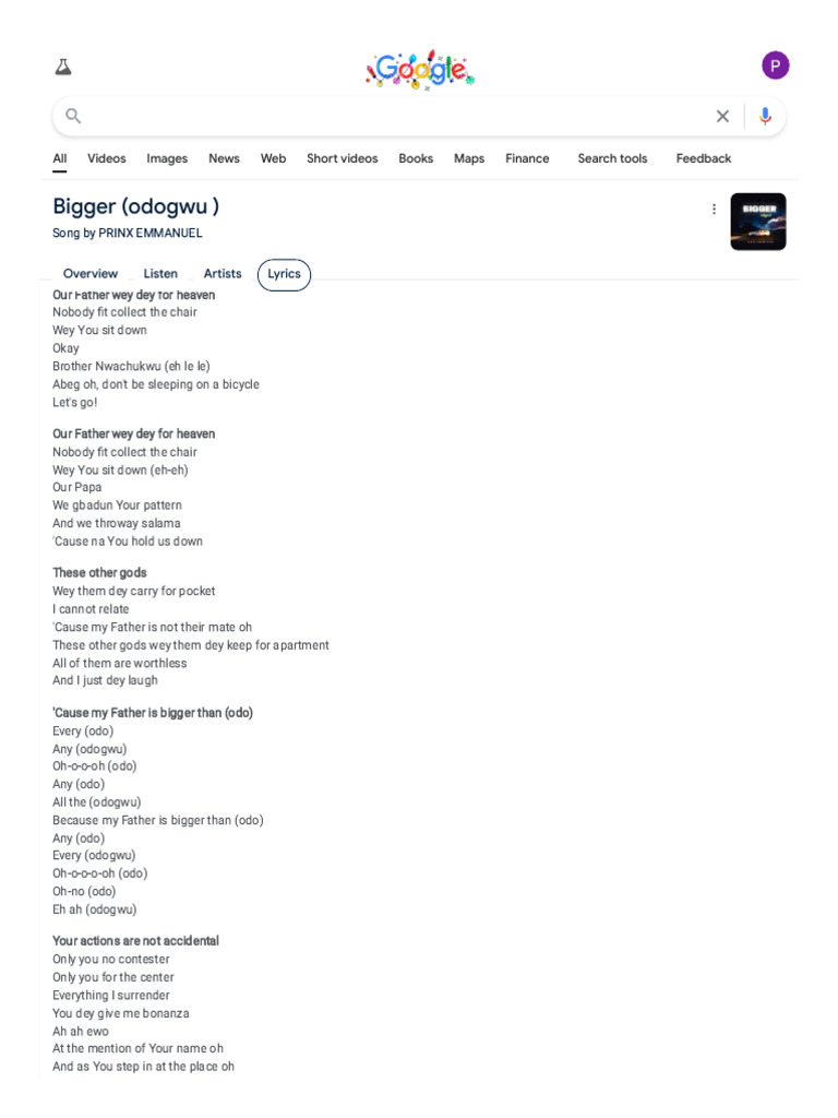 Our Father Wey Dey for Heaven Lyrics | PDF