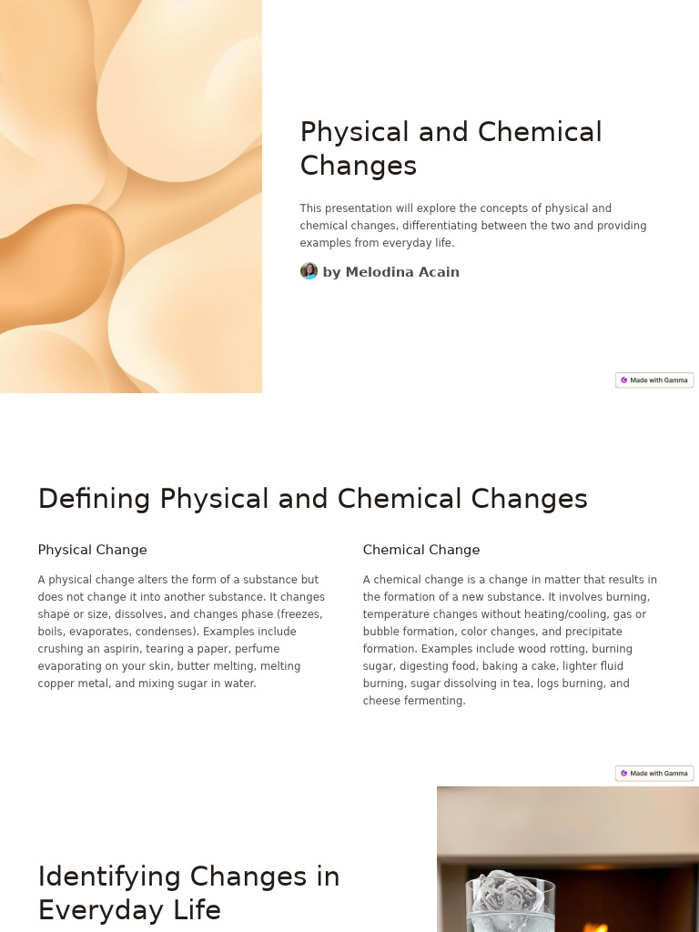 Physical and Chemical Changes | PDF | Chemical Substances | Combustion