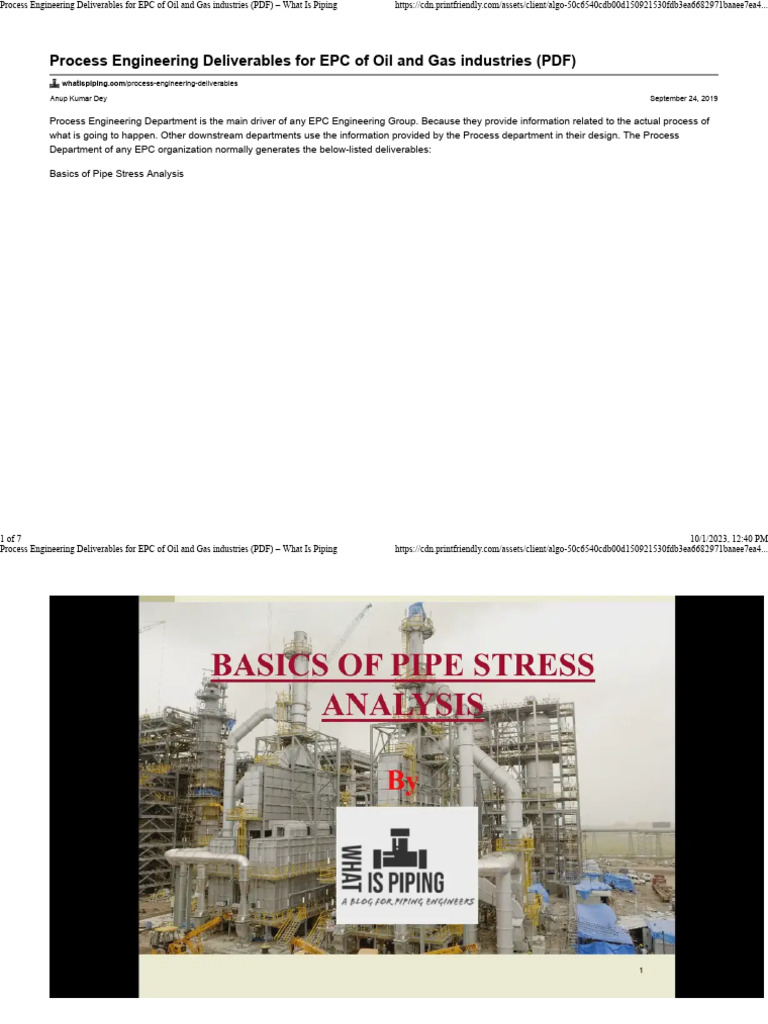 Process Engineering Deliverables For EPC of Oil and Gas Industries (PDF ...
