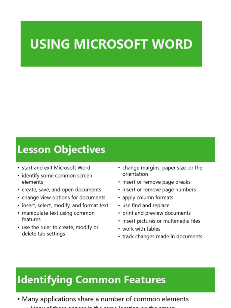 Using MS Word Lesson Notes | PDF | Microsoft Word | Software
