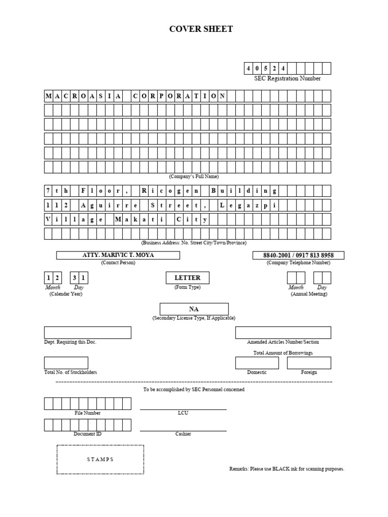 MacroAsia Corporation - SEC Advisement Letter (2024 Attendance of ...