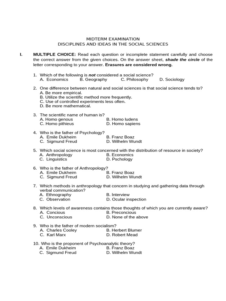 Diss Midterm Exam 1 | PDF | Social Sciences | Id