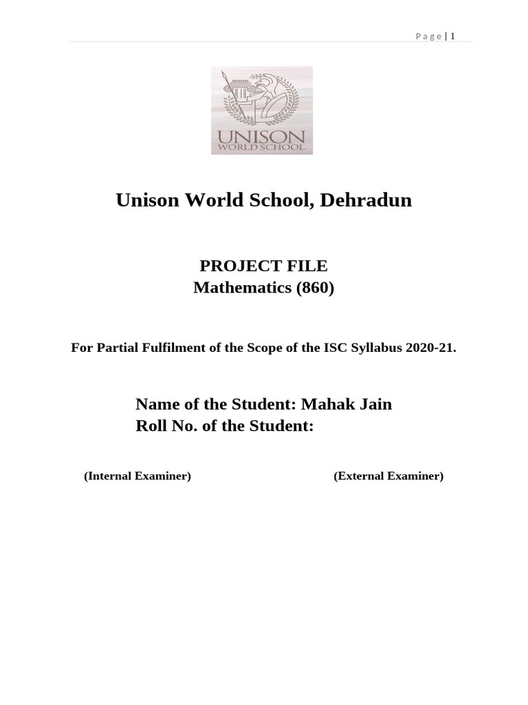 Mahak Jain-Math project 2 | PDF | Probability | Theorem