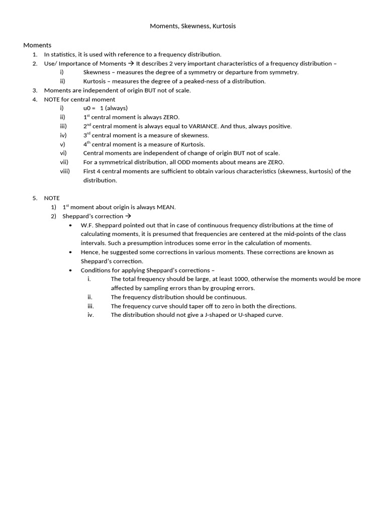 Understanding Moments and Skewness | PDF | Skewness | Mode (Statistics)