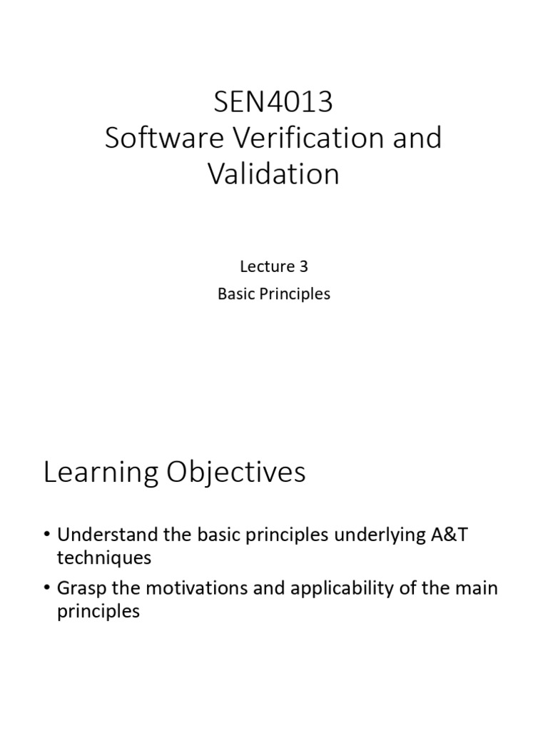 SEN4013 Software Verification and Validation: Basic Principles | PDF ...