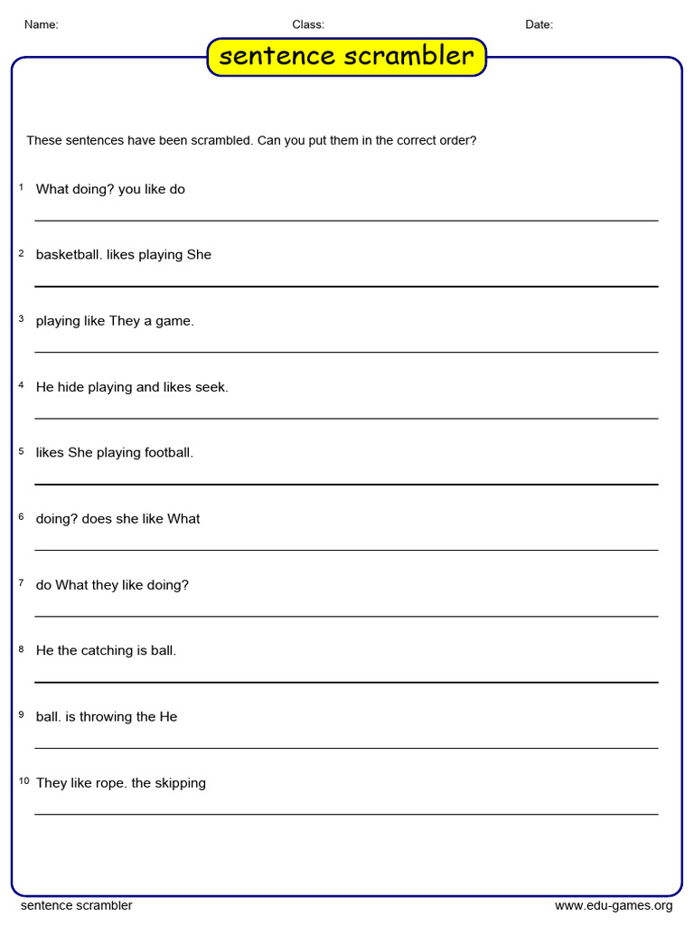 Sentence Scrambler | PDF